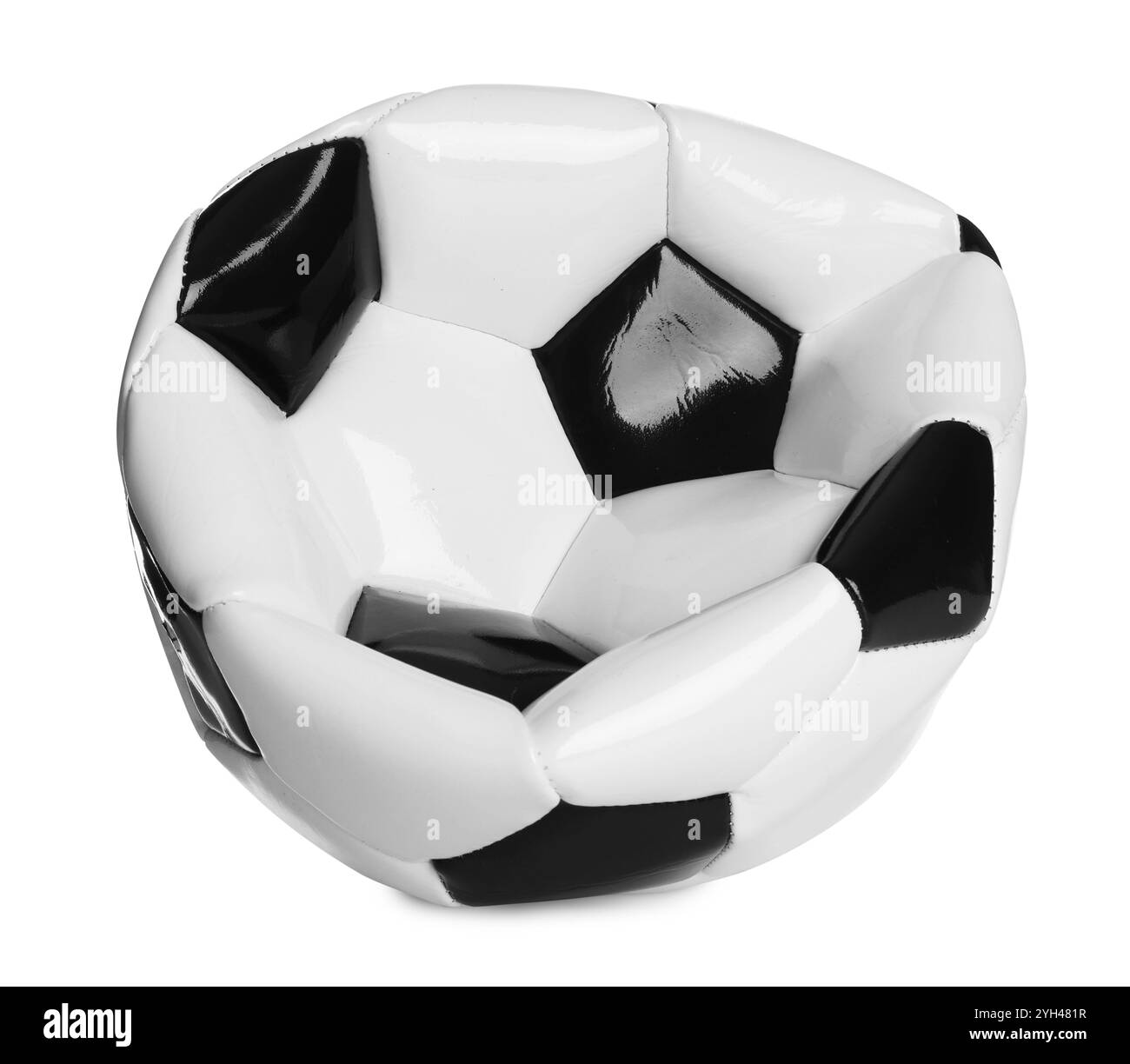 One deflated soccer ball isolated on white Stock Photo - Alamy