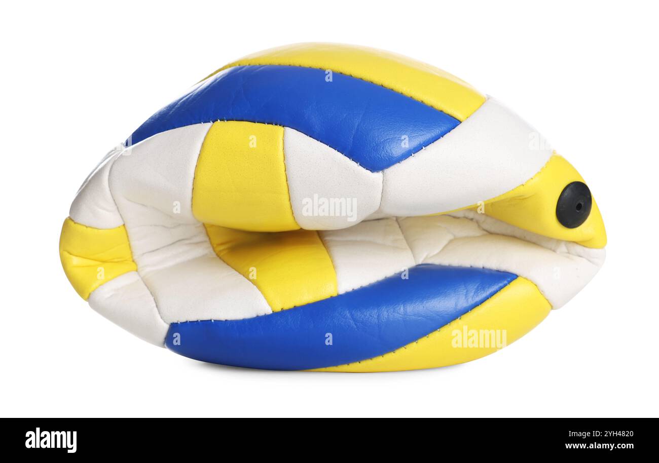 One deflated volleyball ball isolated on white Stock Photo - Alamy