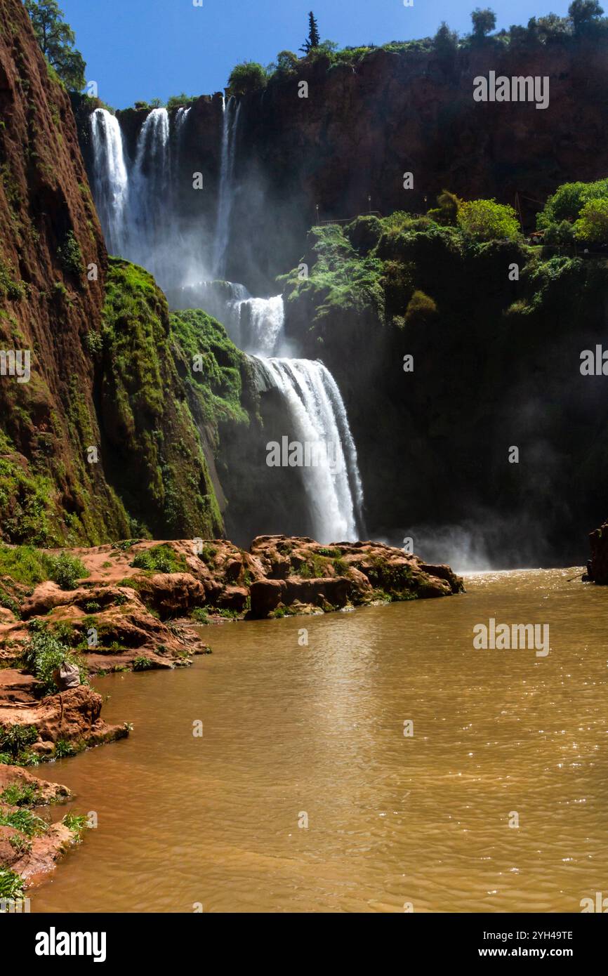 Famouse Ouzoud waterfalls, Cascades d'Ouzoud with a small lake in ...