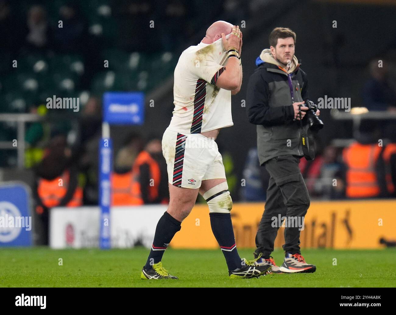 England's Dan Cole appears dejected after a late defeat following the ...
