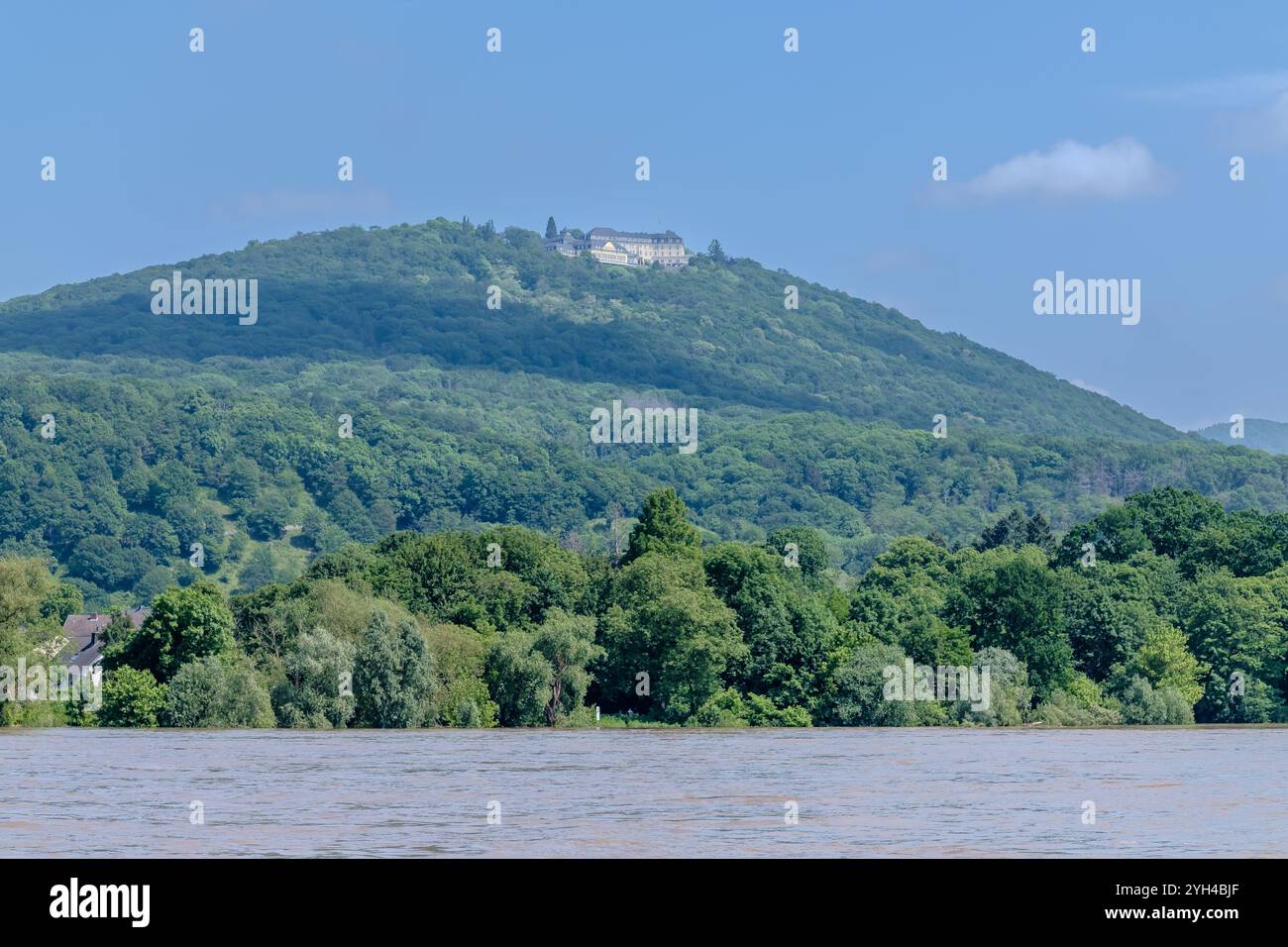 Bonn, Germany - May 21, 2024 : View of the flooded river Rhine and the ...