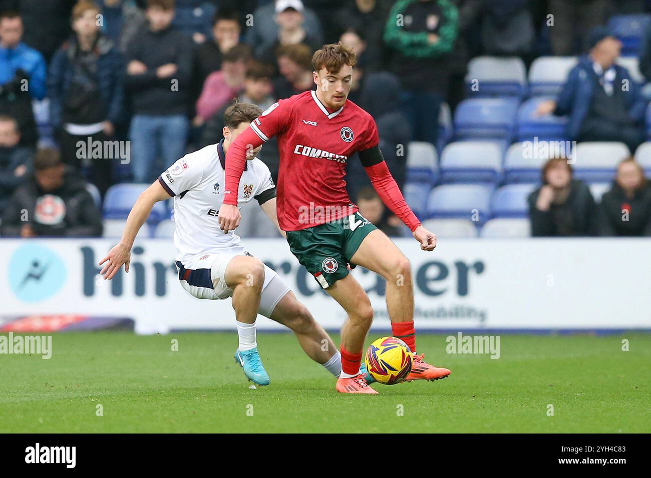 Michael Spellman of Newport County shields the ball. EFL Skybet ...