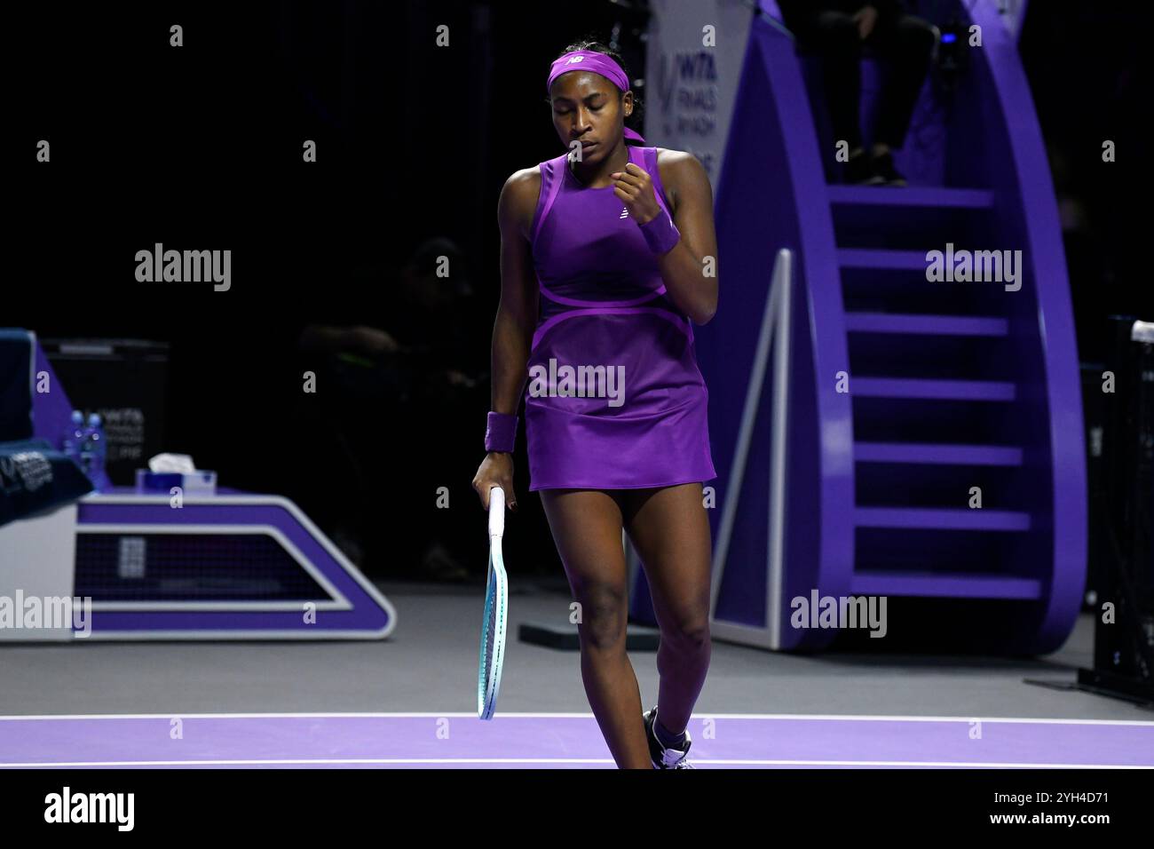 Coco Gauff of the U.S. celebrates a point against China's Qinwen Zheng ...