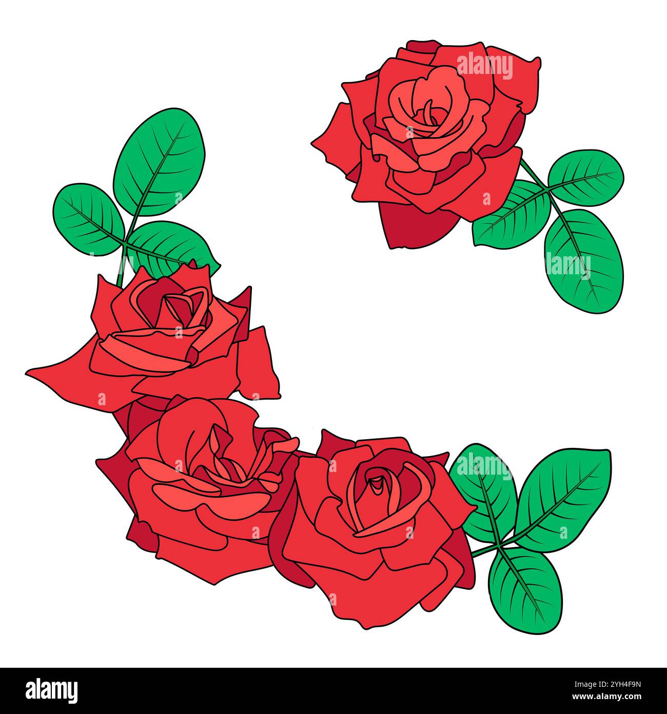 Red roses simple bouquet Stock Vector Images - Alamy