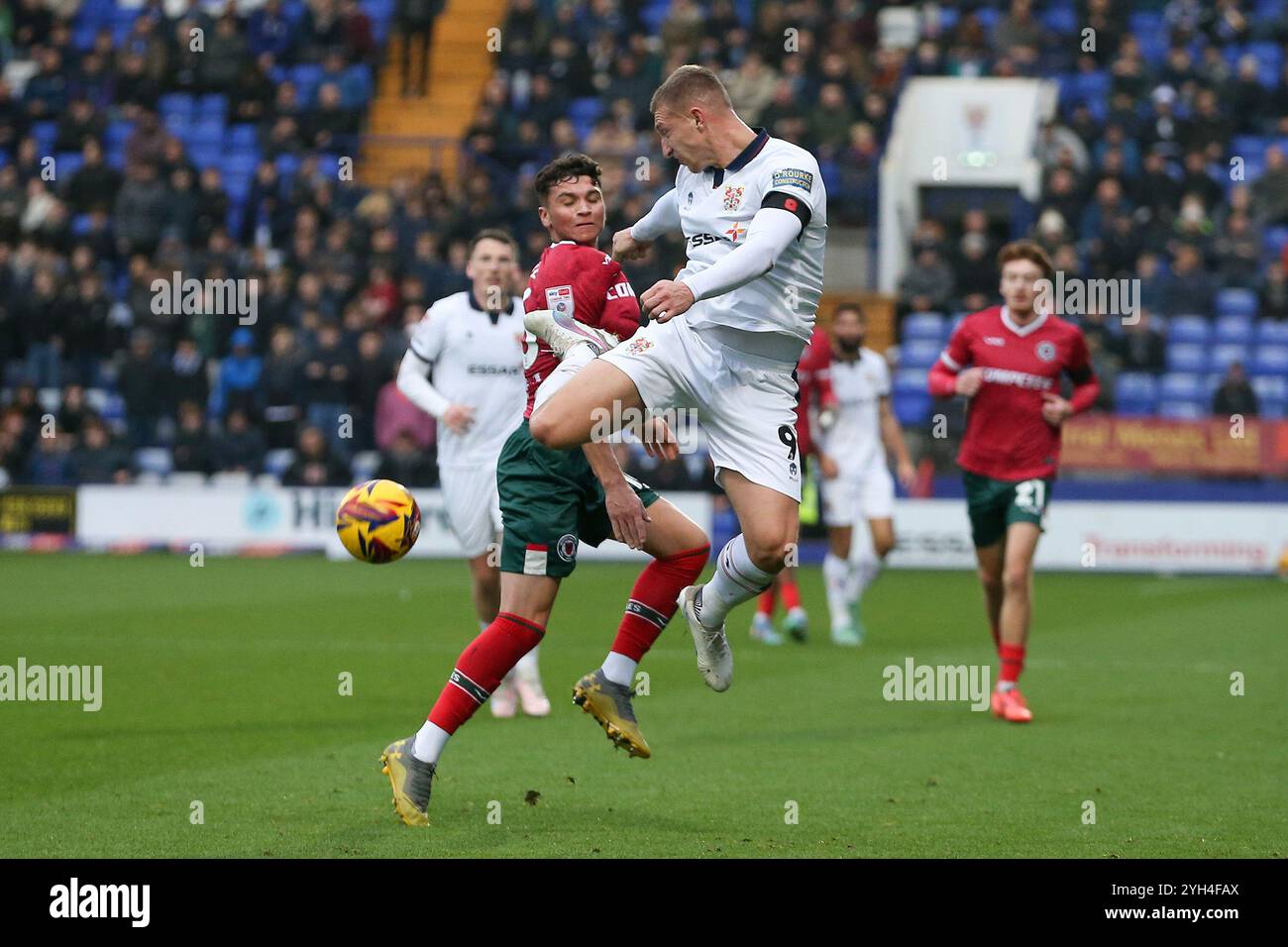Jamie Miley of Newport County (l) and Luke Norris of Tranmere Rovers in ...