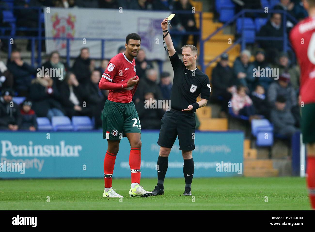 Birkenhead, UK. 09th Nov, 2024. Kyle Jameson of Newport County is ...