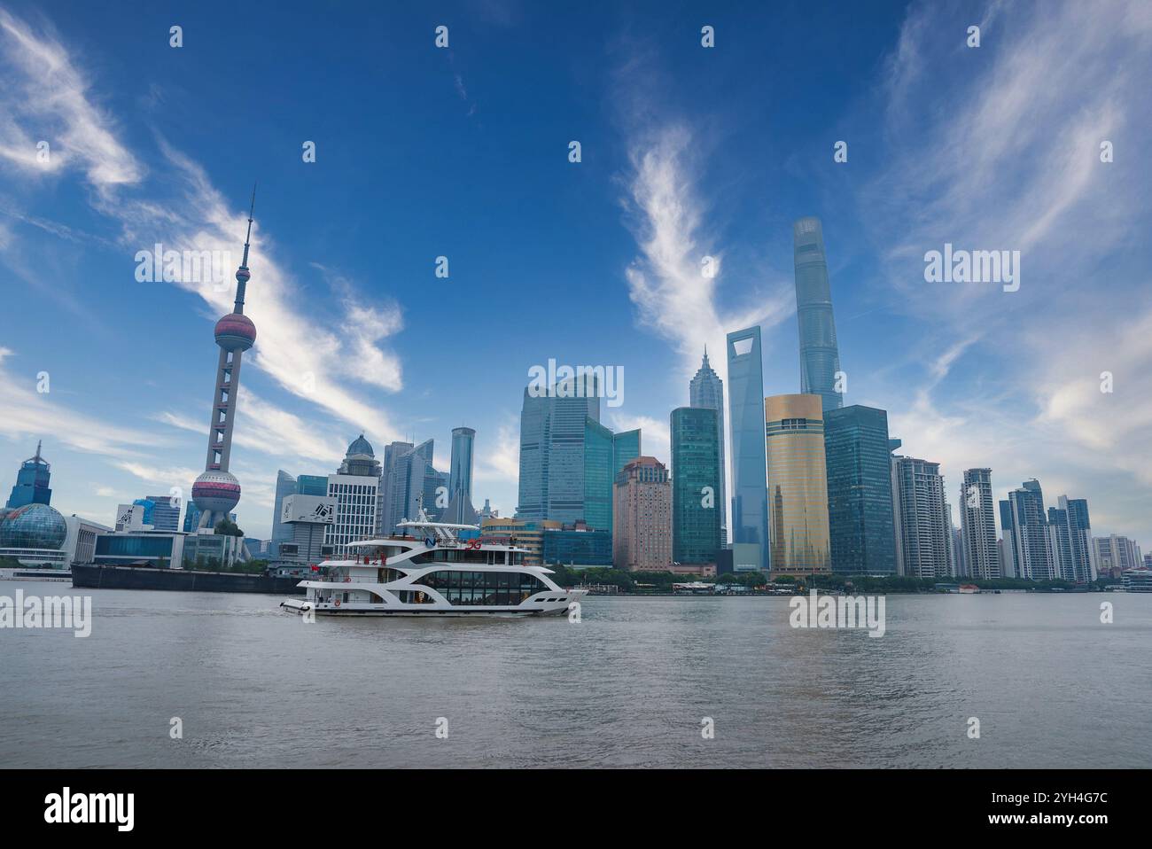 Shanghai Skyline with the Bund and Oriental Pearl Tower Stock Photo - Alamy