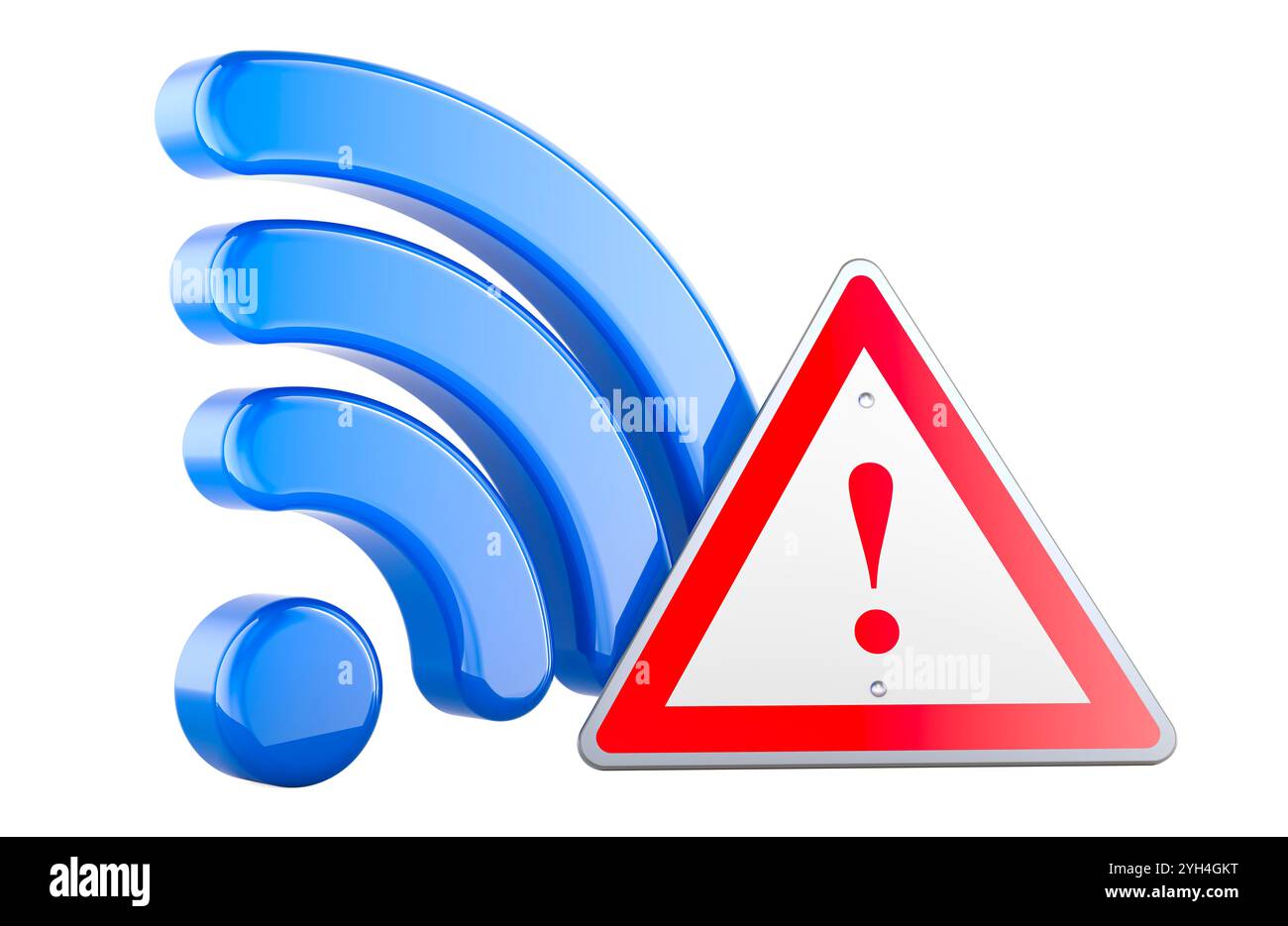 Lost connection of Wi-Fi, concept. 3D rendering isolated on white ...