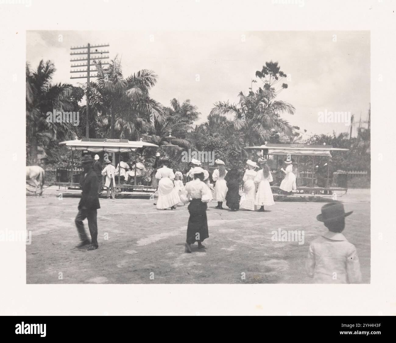Trams Trafalgar Square Barbados. ca 1907 Vintage Archive Photograph ...