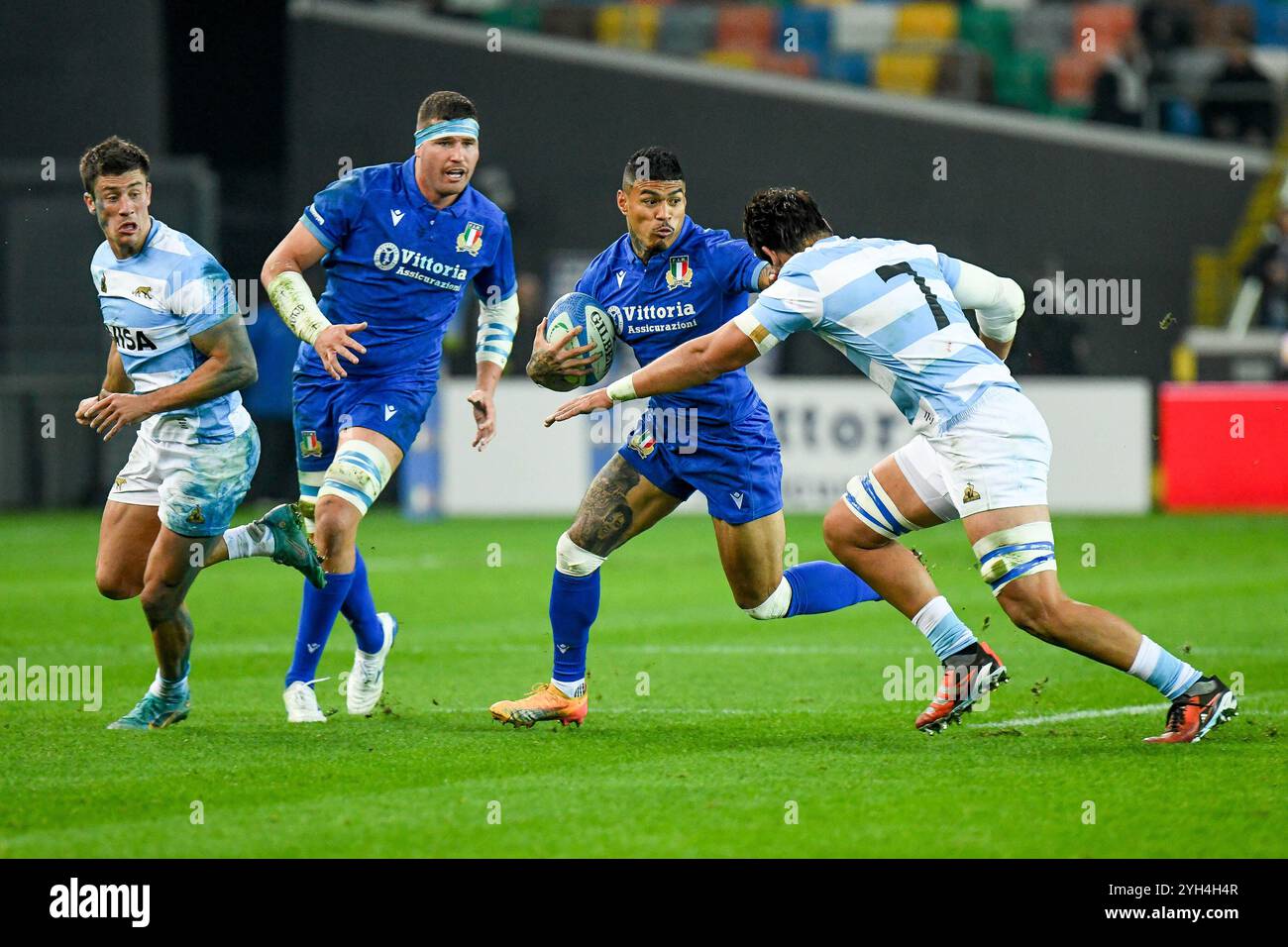 Italy's Sebastian Negri and Italy's Monty Ioane in action against ...
