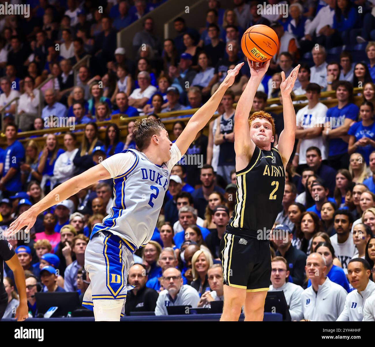 November 8, 2024: Army guard Ryan Curry (2) shoots over Duke guard ...
