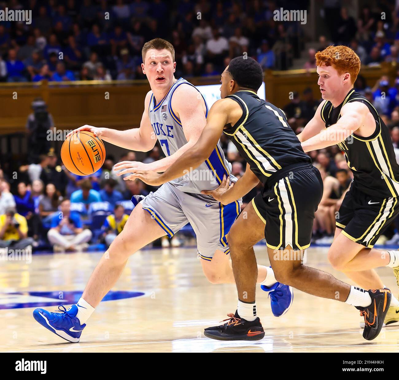 November 8, 2024: Duke forward Kon Knueppel (7) brings ball around ...