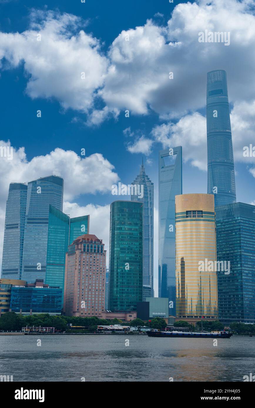 Shanghai Skyline with Skyscrapers and Historic Bund Area Stock Photo ...