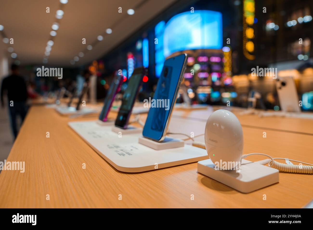 Modern Electronics Store Interior with Shanghai Cityscape View Stock ...