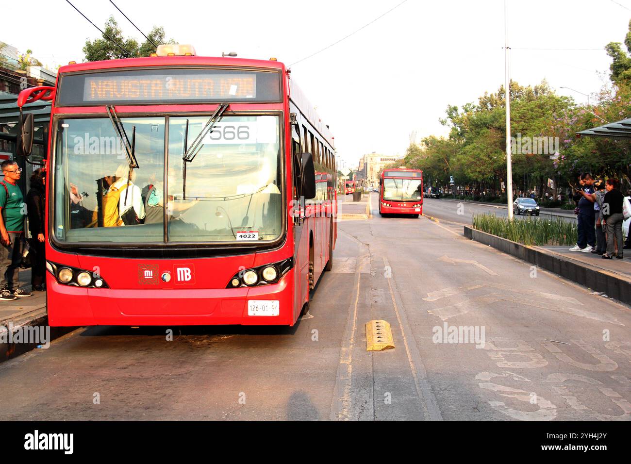 Mexico City, Mexico - Apr 24 2024: The Metrobus is an electric rapid ...