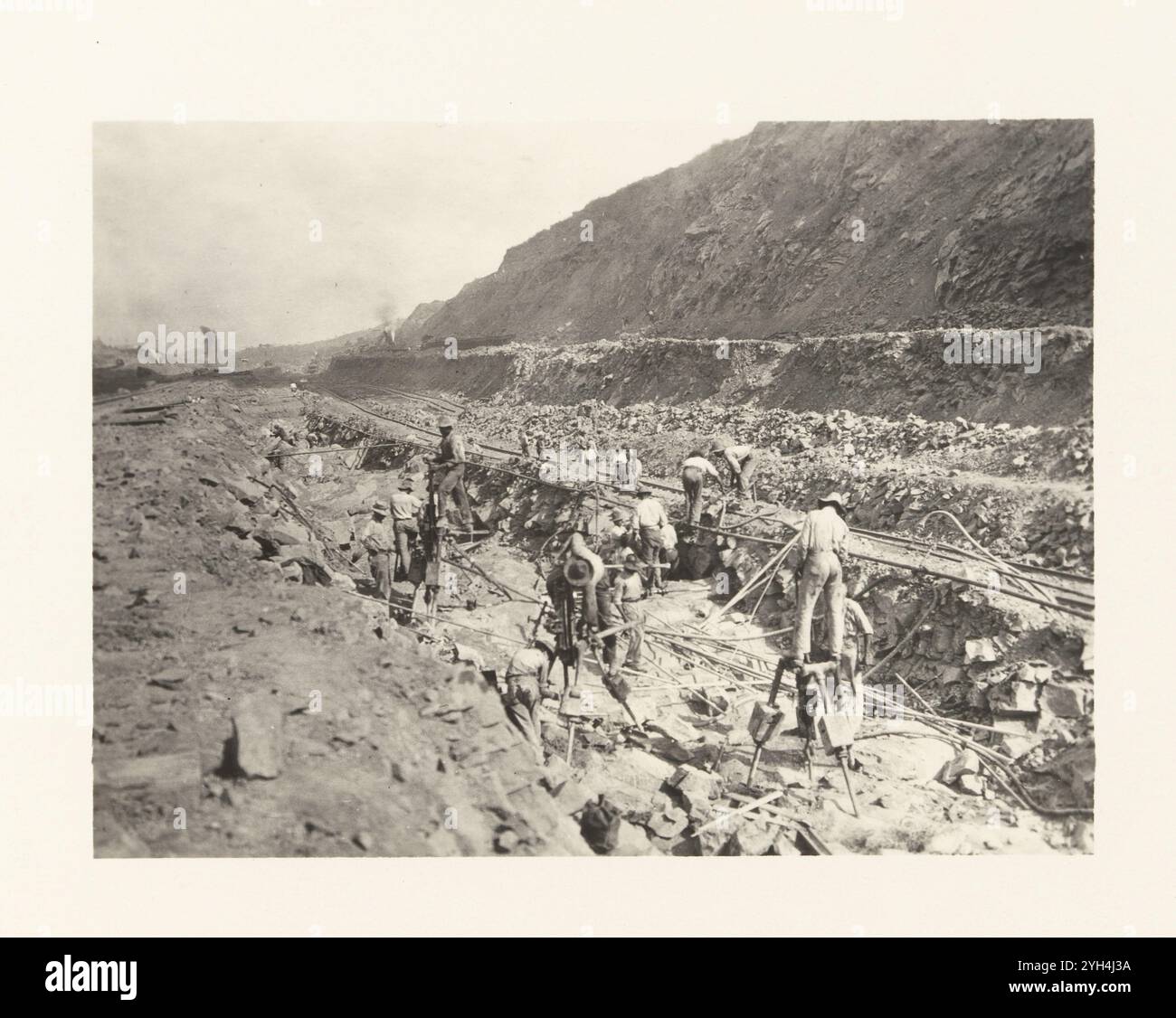 . Drilling. Culebra Cut Panama Canal Zone during construction of the ...
