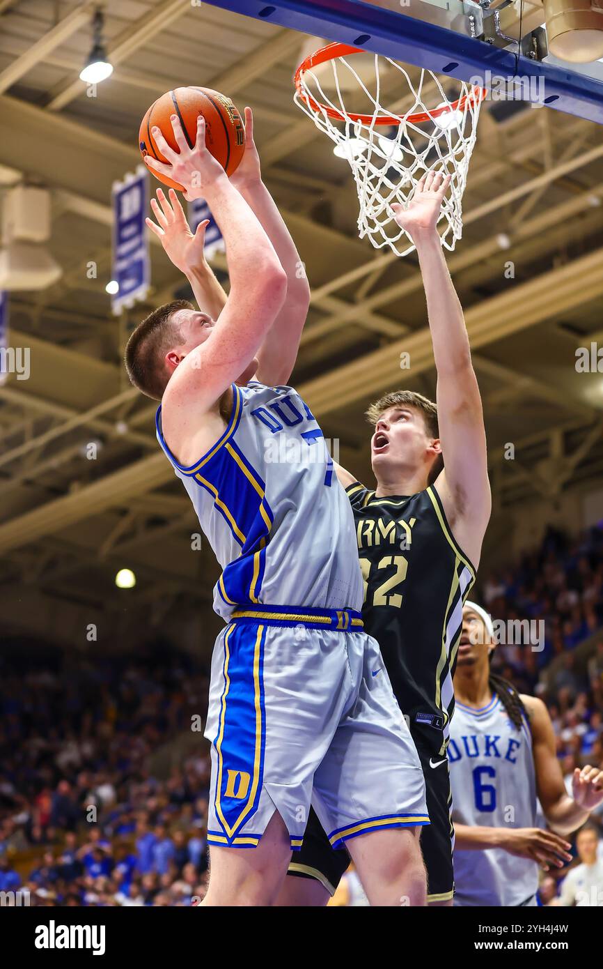 November 8, 2024: Duke forward Kon Knueppel (7) shoots over Army ...