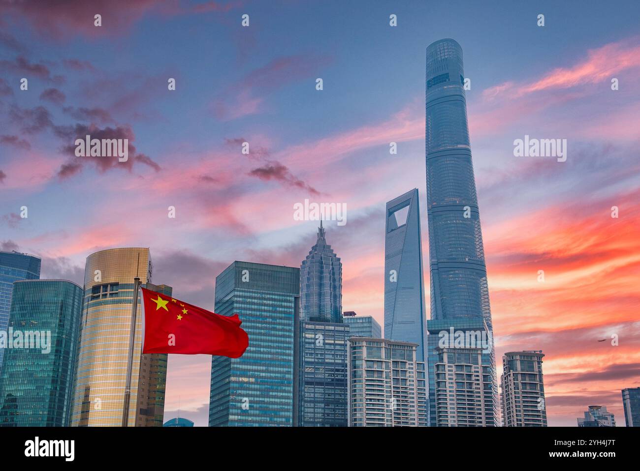 The Shanghai skyline features the Shanghai Tower and World Financial ...