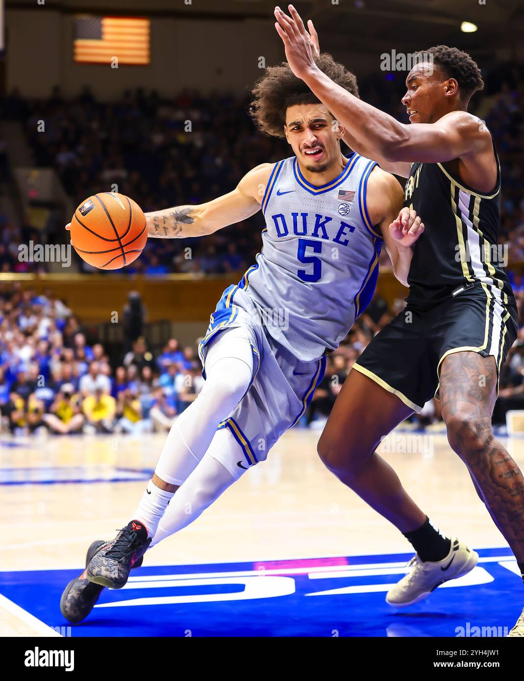 November 8, 2024: Duke guard Tyrese Proctor (5) drives to the basket in ...