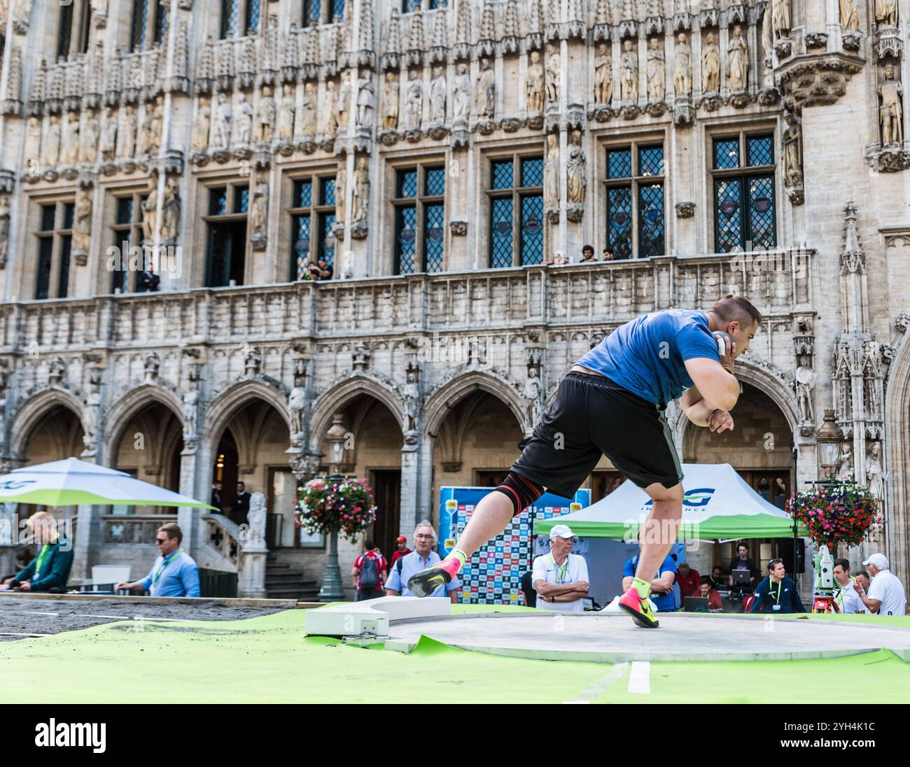 Men competing at the 2018 Shot put final at the Memorial Van Damme ...