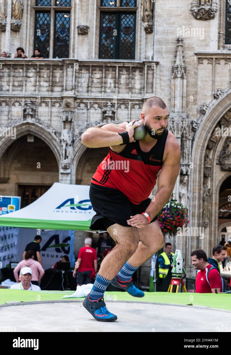 Men competing at the 2018 Shot put final at the Memorial Van Damme ...