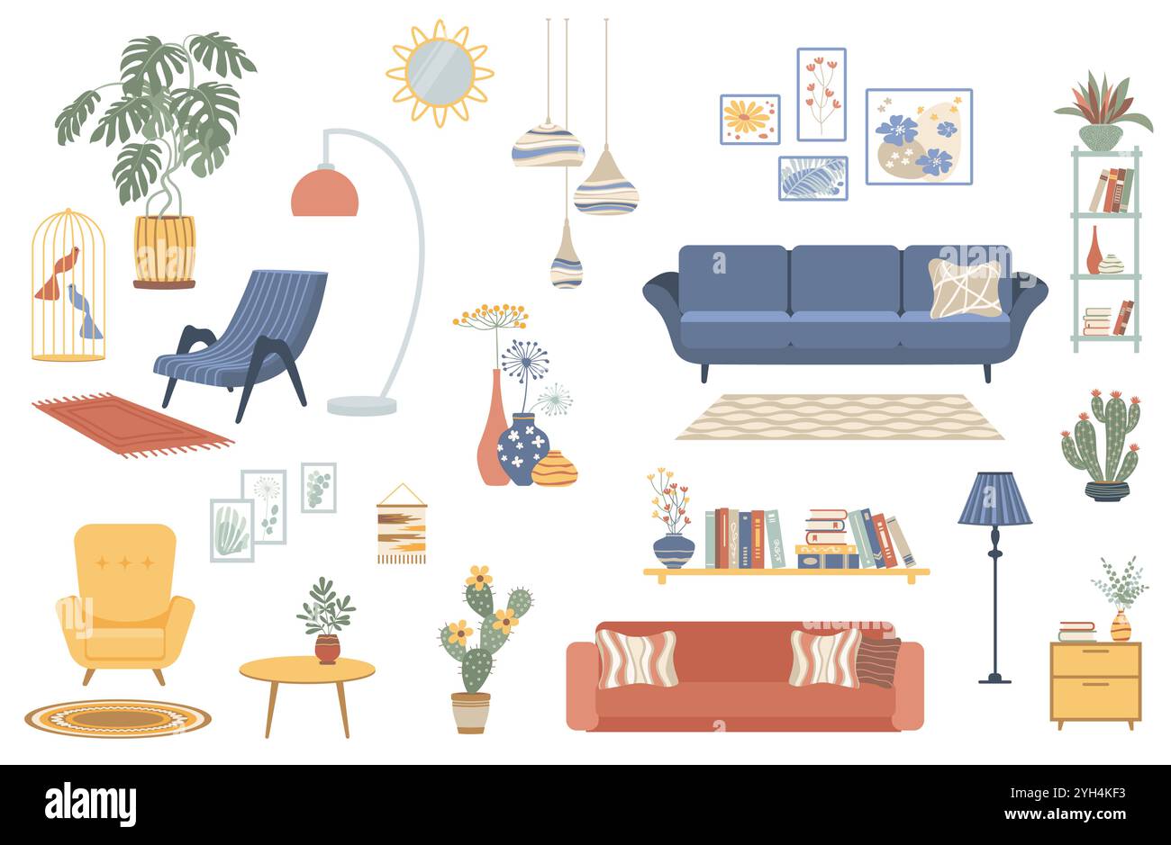 Furniture collection for modern home interior design. Trendy house ...