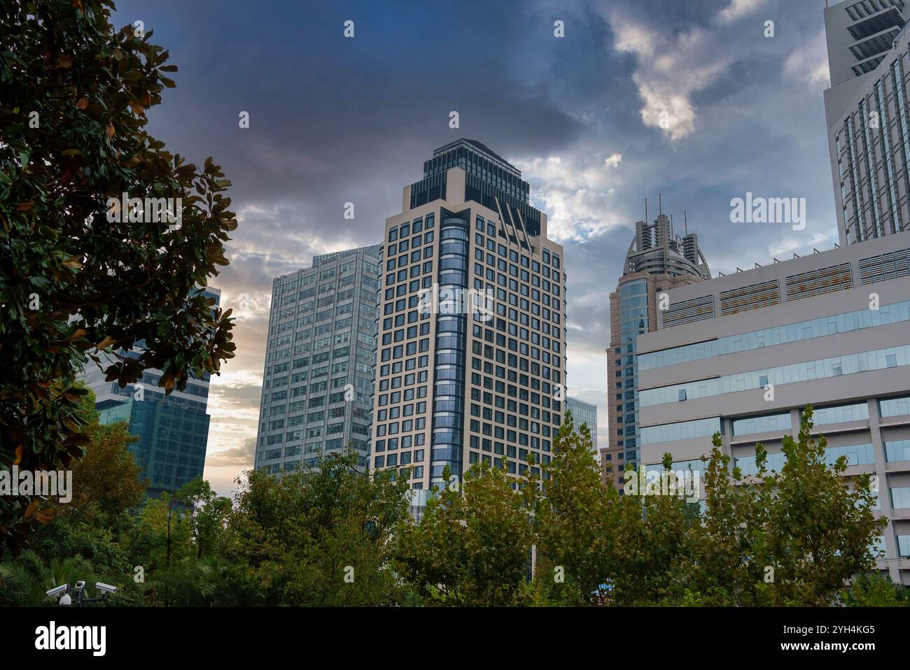Shanghai Cityscape with Skyscrapers and Lush Greenery Stock Photo - Alamy