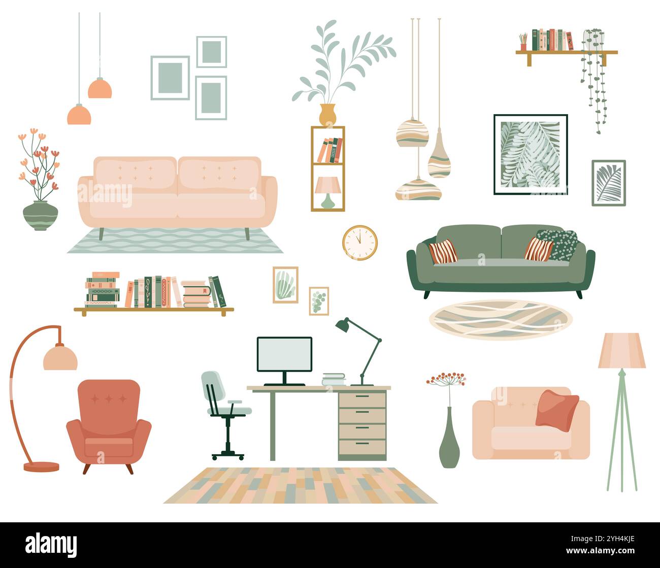 Sofa chair lamp table Stock Vector Images - Alamy