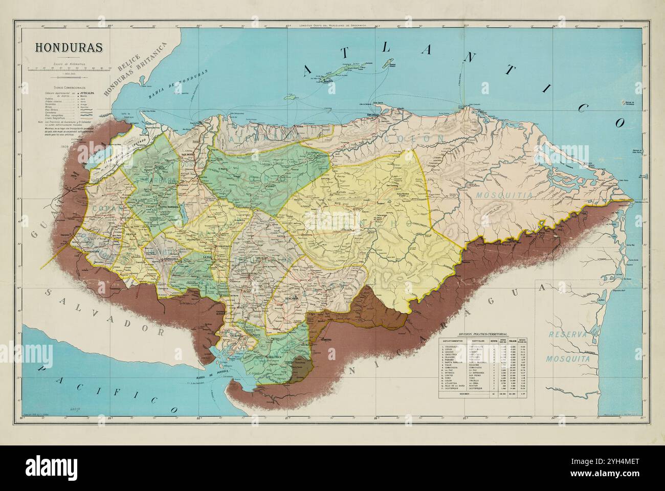 Map of honduras hi-res stock photography and images - Alamy