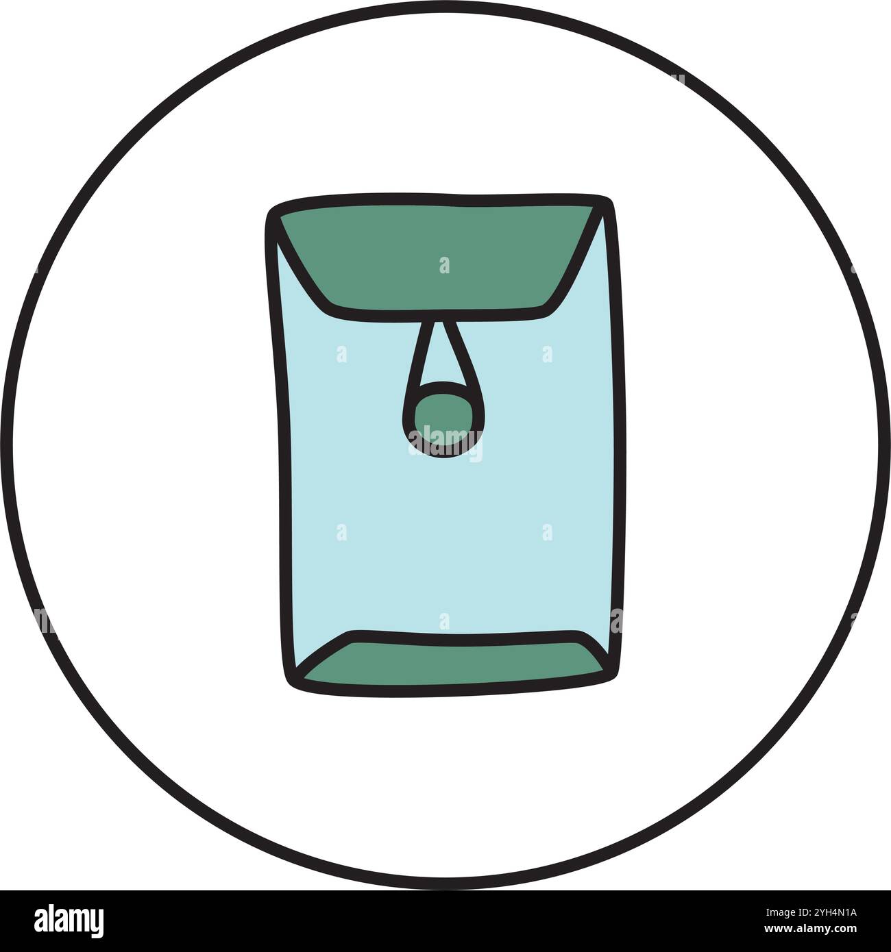 Doodle letter, open end button string envelope hand drawn with thin ...