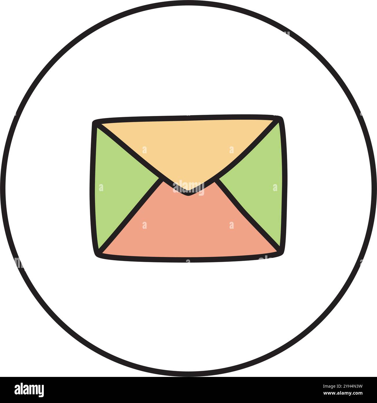 Doodle letter envelope icon or logo, hand drawn with thin black line ...
