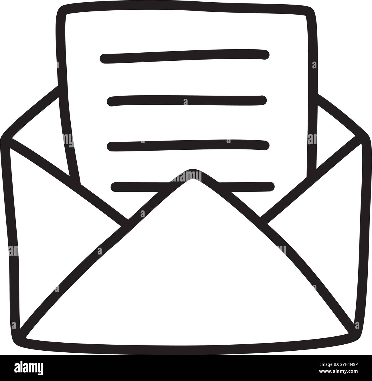 Doodle Open envelope with letter icon or logo, hand drawn with thin ...