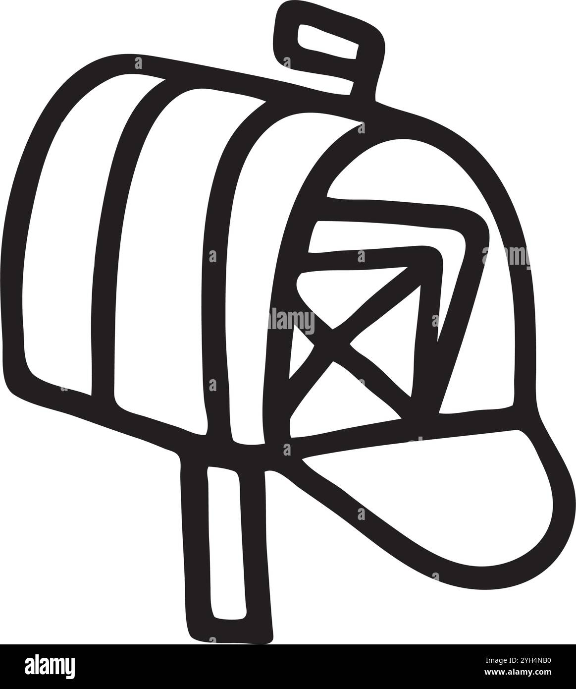 Doodle post or email Mailbox Icon or logo, hand drawn with thin black ...