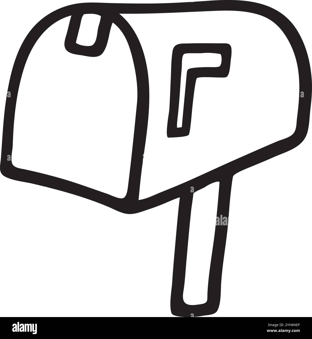 Doodle post or email Mailbox Icon or logo, hand drawn with thin black ...