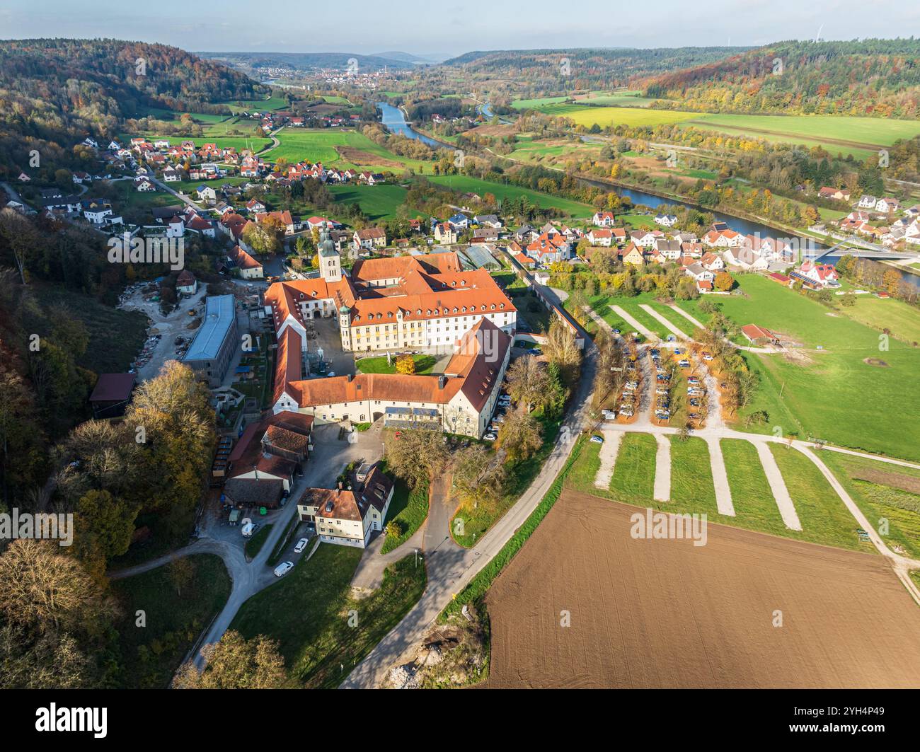 Aerial view of Plankstetten with Benedictine Abbey, Plankstetten ...
