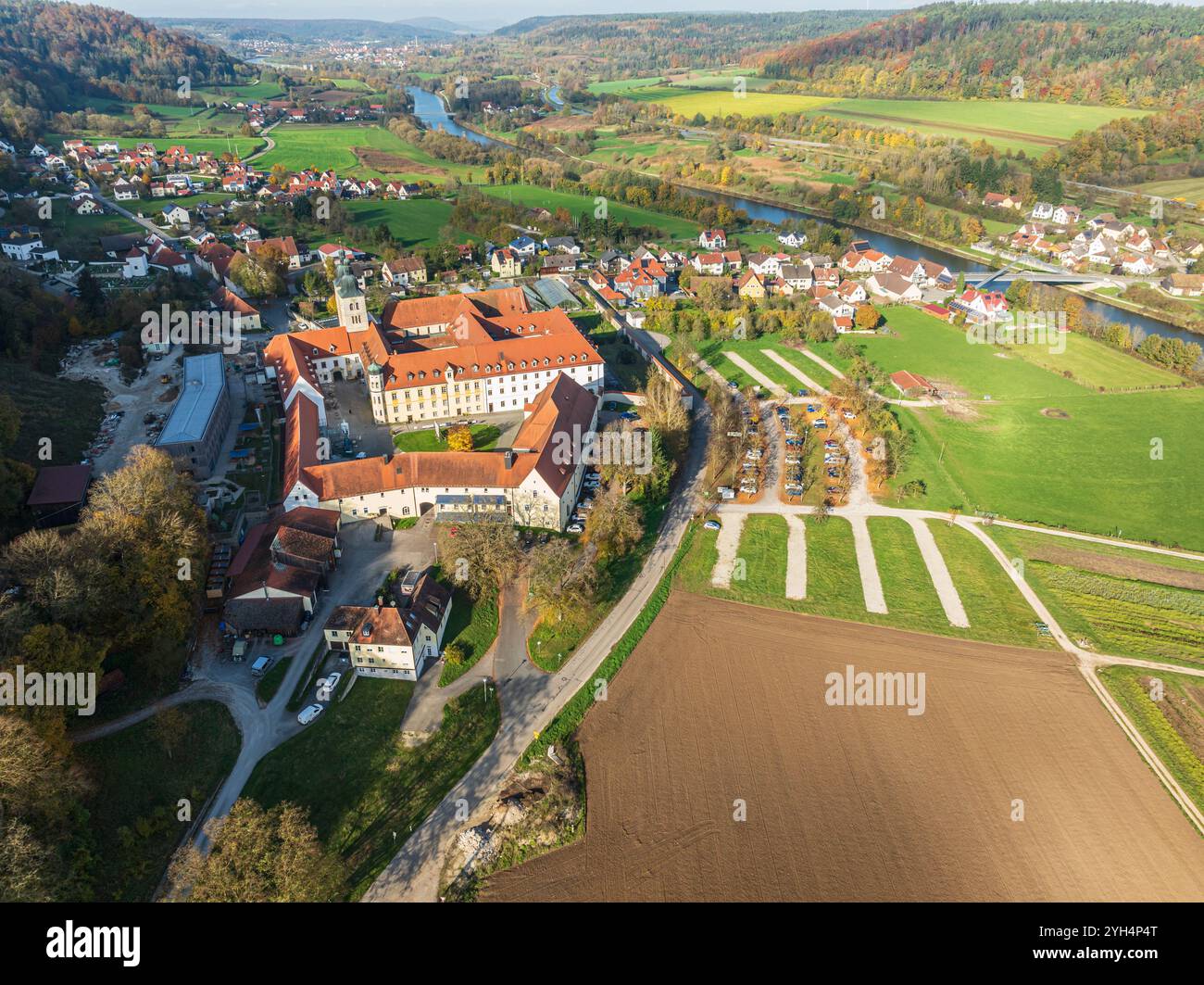Aerial view of Plankstetten with Benedictine Abbey, Plankstetten ...