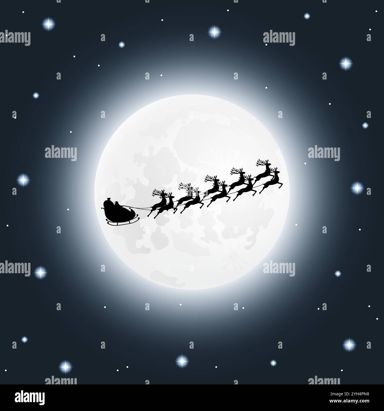 Santa Claus rides reindeer in a sleigh sled Stock Vector Image & Art - Alamy