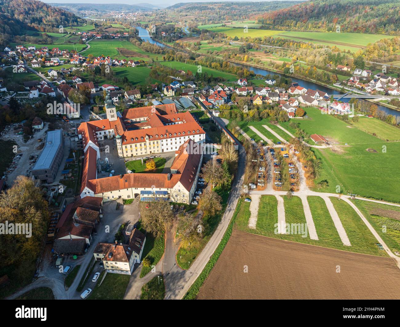 Aerial view of Plankstetten with Benedictine Abbey, Plankstetten ...