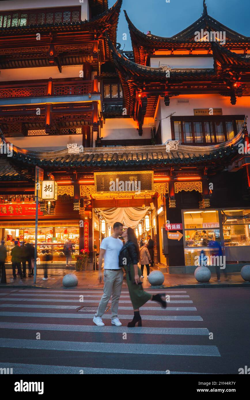 Vibrant Street Scene with Traditional Architecture in Shanghai Stock ...