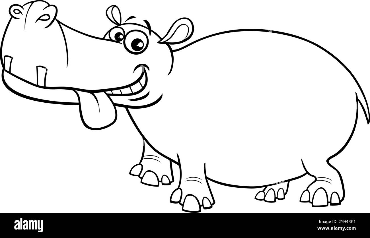 Hippo or hippopotamus cartoon Black and White Stock Photos & Images - Alamy