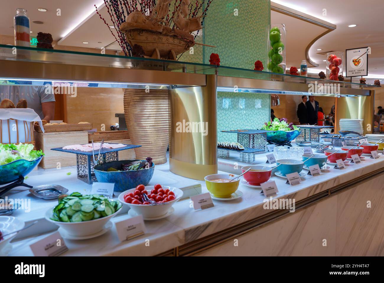 Buffet Setup with Fresh Salads and Dishes in Modern Shanghai Dining ...