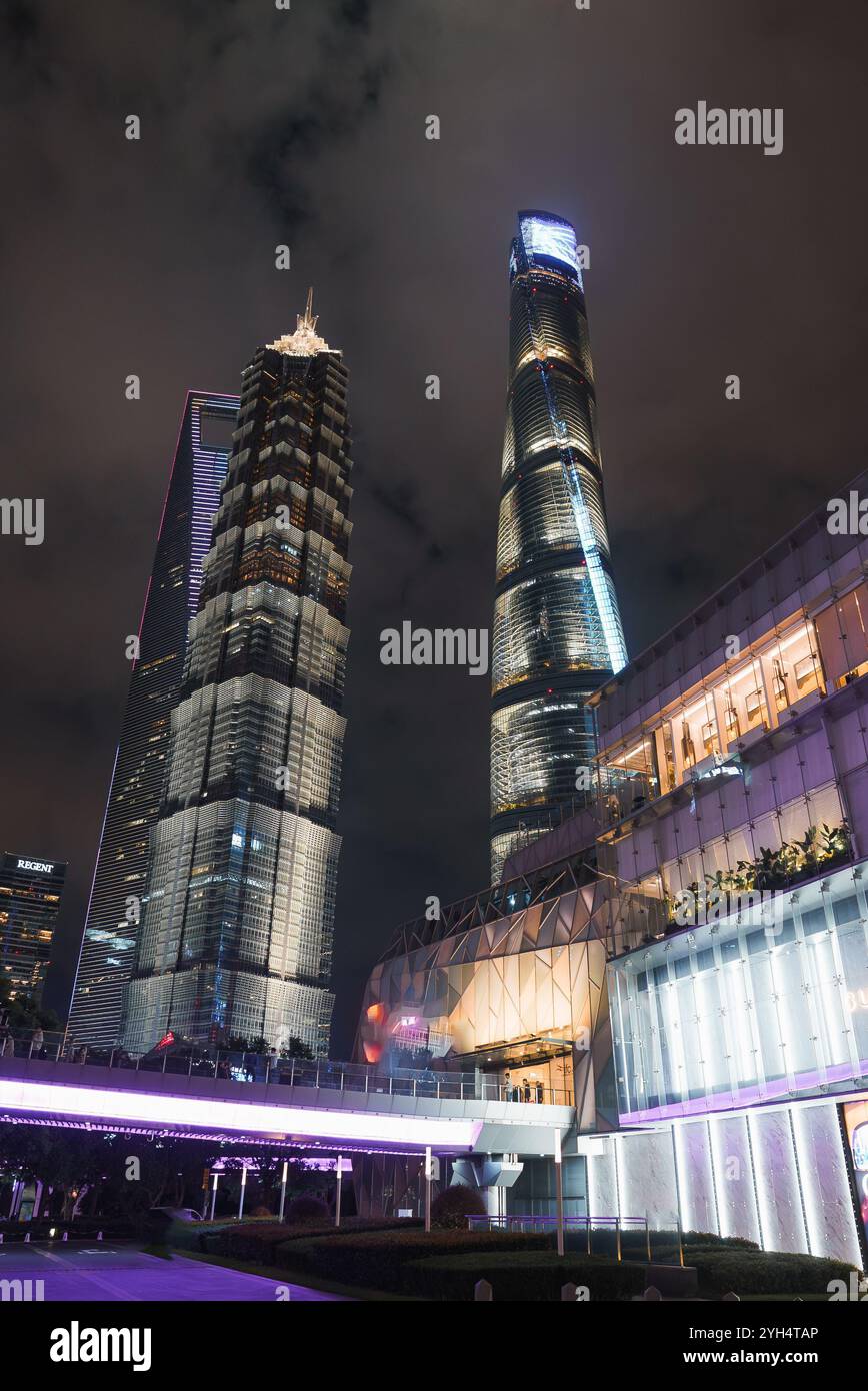 Night View of Shanghai with Shanghai Tower and Jin Mao Tower Stock ...