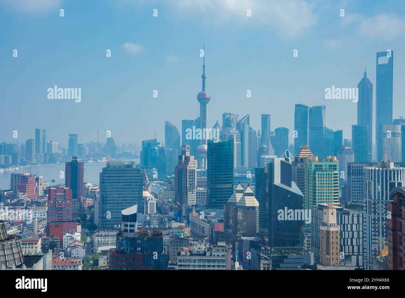 Shanghai Skyline with Oriental Pearl Tower and The Bund Stock Photo - Alamy