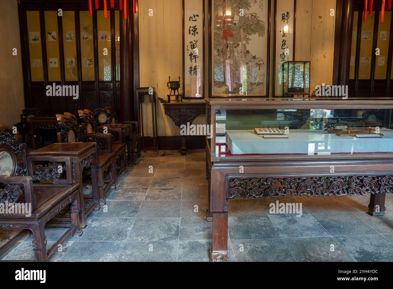 Interior of Traditional Chinese Room with Carved Furniture in Shanghai ...