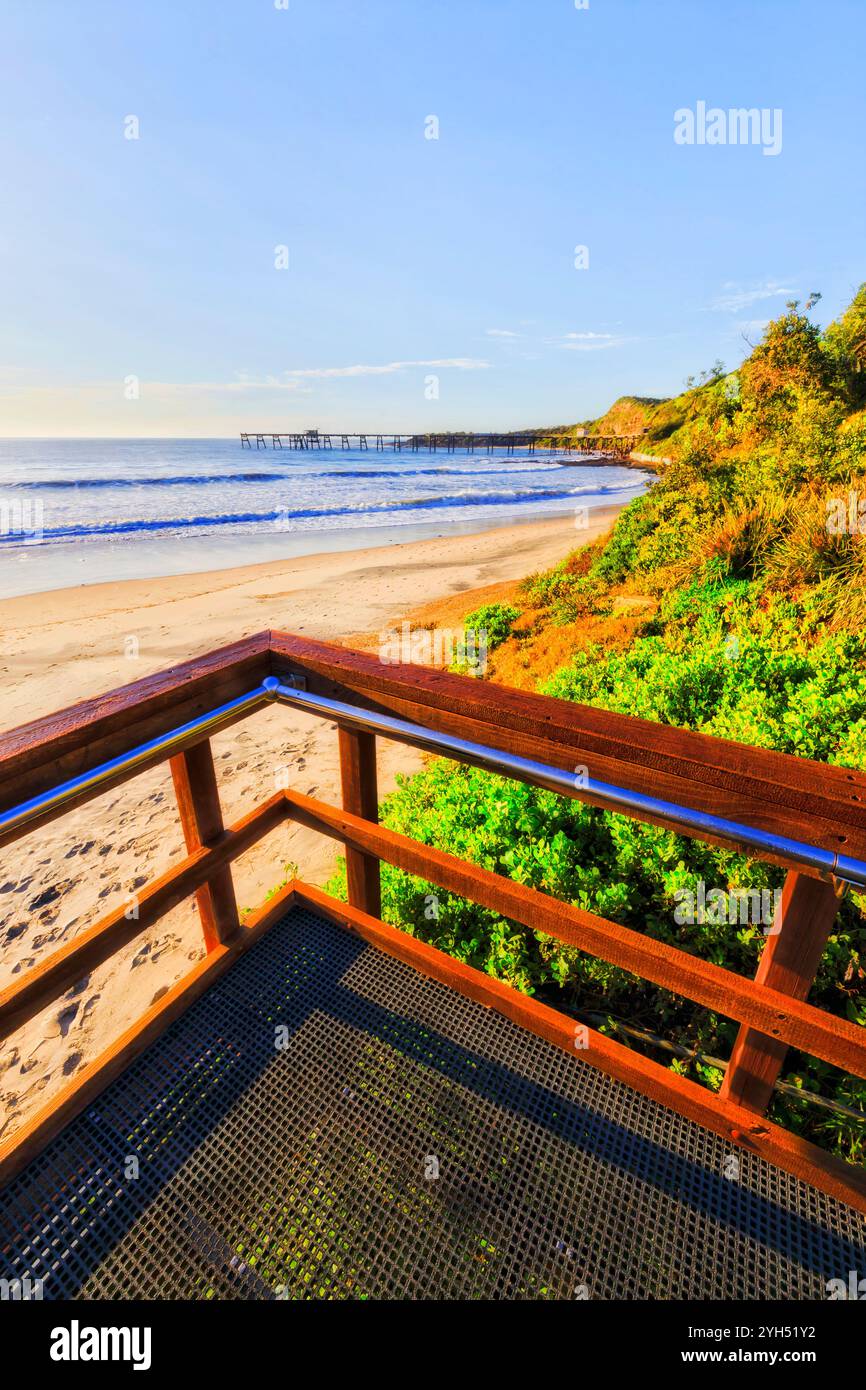Middle Camp beach access stairs overlooking historic jetty of Catherine ...