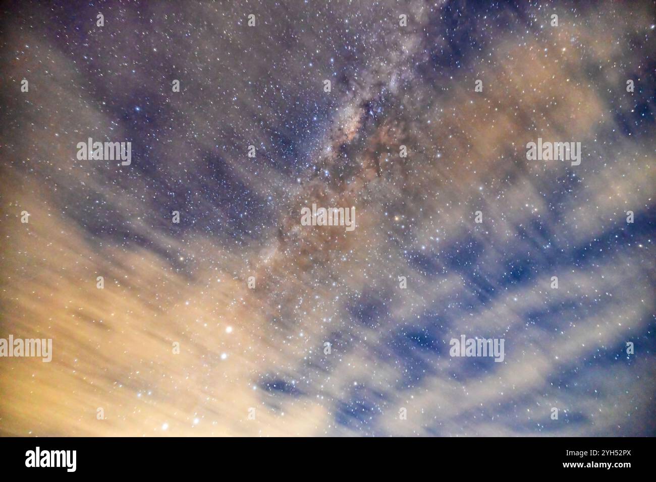 Blurred long exposure clouds and distant Milky Way in Southern ...