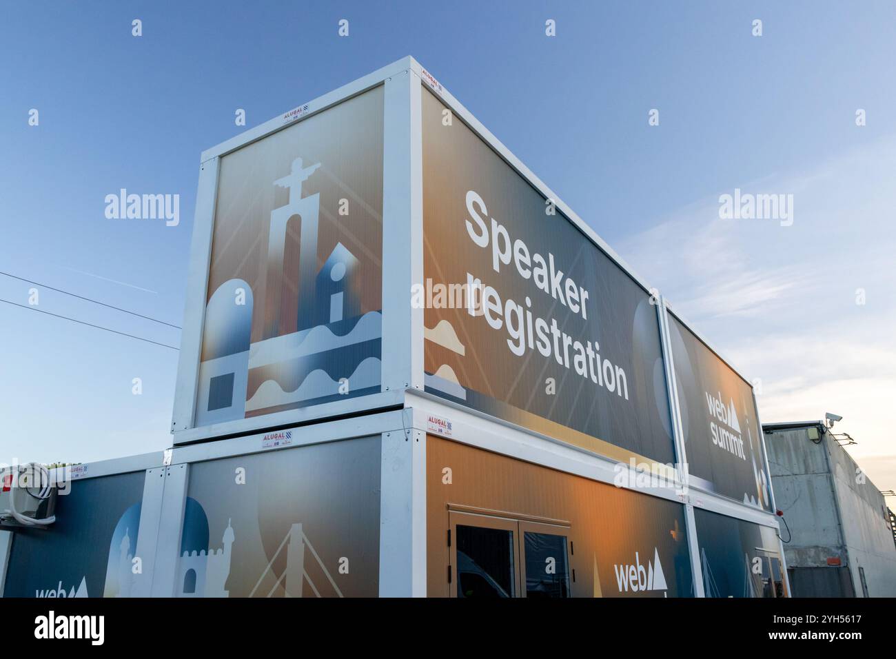 Signage indicating speaker registration at the web summit technology ...