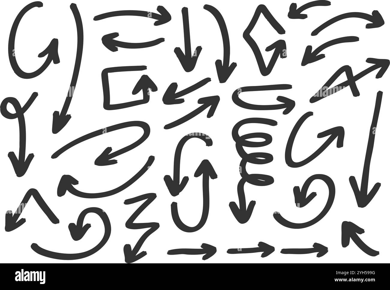 Various Hand Drawn Arrows Vector Illustration Stock Vector Image