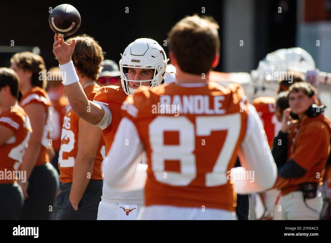 November 9, 2024: Texas Longhorns Quarterback Arch Manning (16) warming ...