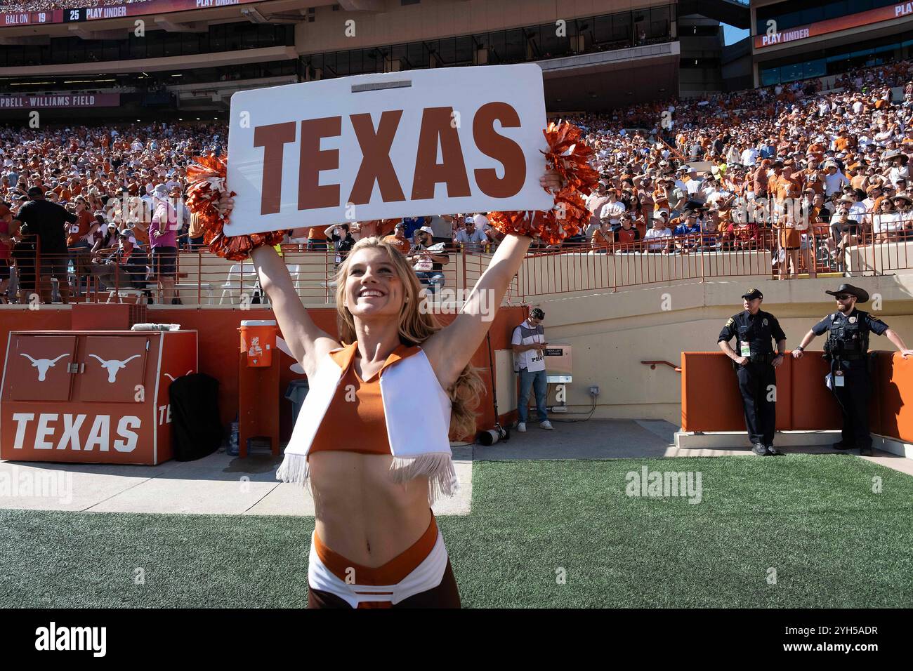 November 9, 2024: Texas Longhorns cheerleader in action during the NCAA ...